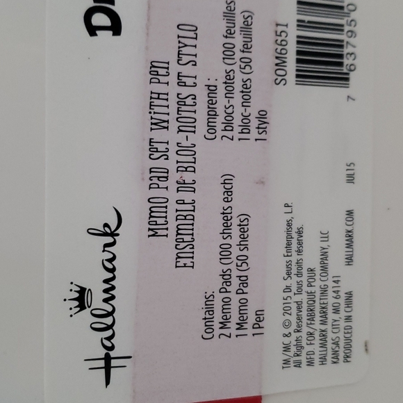 Hallmark | Office | New Hallmark Dr Seuss Memo Pads And Pen Set | Poshmark